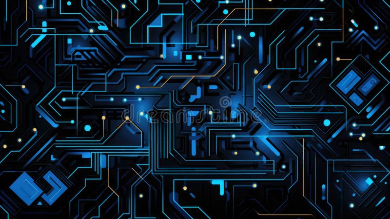 Intricate Cyber Circuit Abstract Background in Blue Tones Stock Photo ...