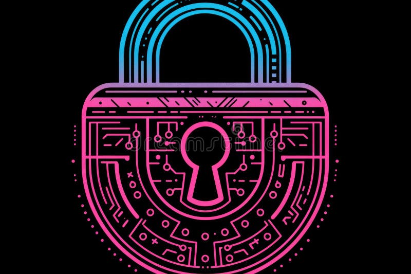 Intricate Cyber Lock with Circuit Patterns. Stock Illustration ...