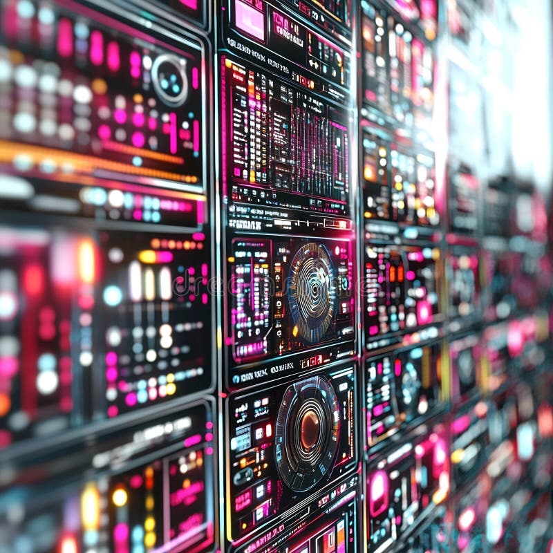 Intricate Cyberpunk Inspired Digital Dashboard with Futuristic Circuit ...