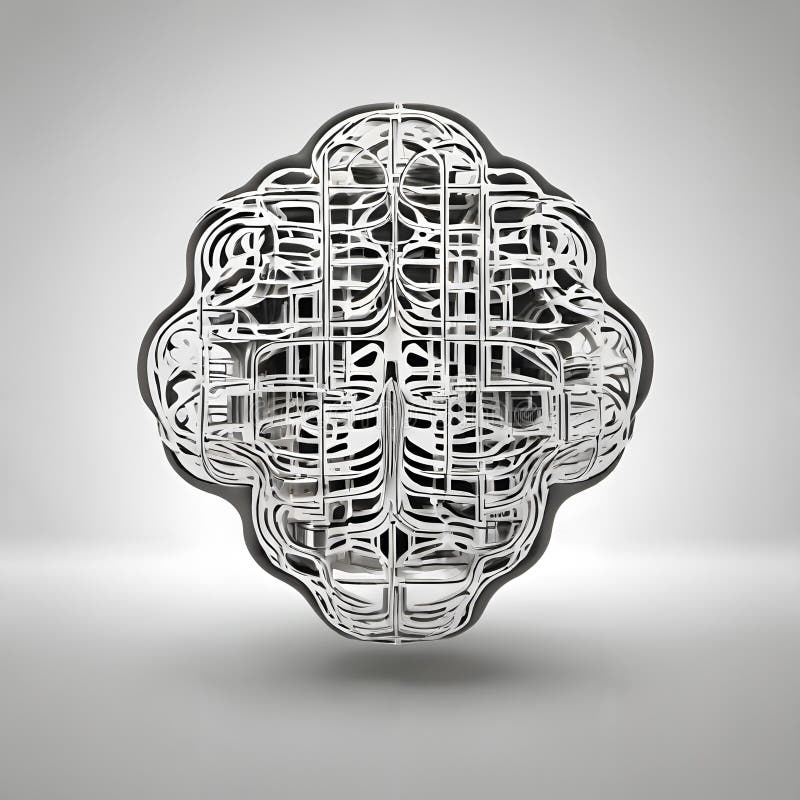 Intricate 3D Abstract Brain Sculpture with Neural Pathways Stock ...