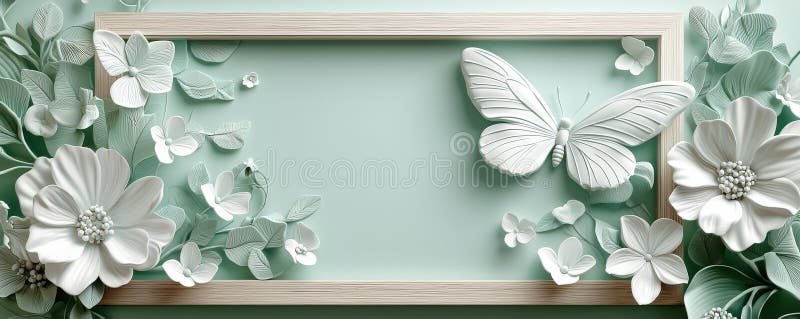 Intricate 3D Clay Frame Featuring Delicate Butterfly Decorations with ...