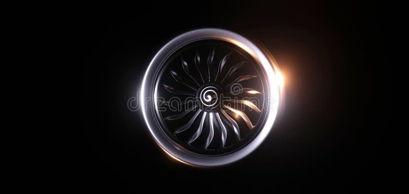 Intricate 3D Jet Engine Turbine with Spiral Design and Illuminated ...