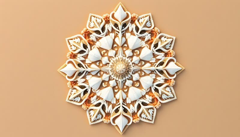 Intricate 3D Mandala: Beige and White Floral Design Stock Illustration ...