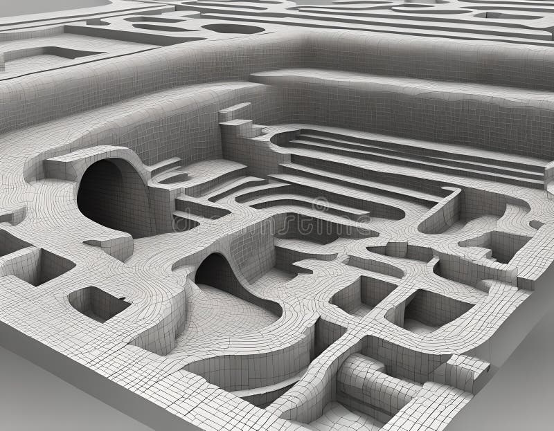 Intricate 3D Maze Model in Building. Generative AI Stock Illustration ...