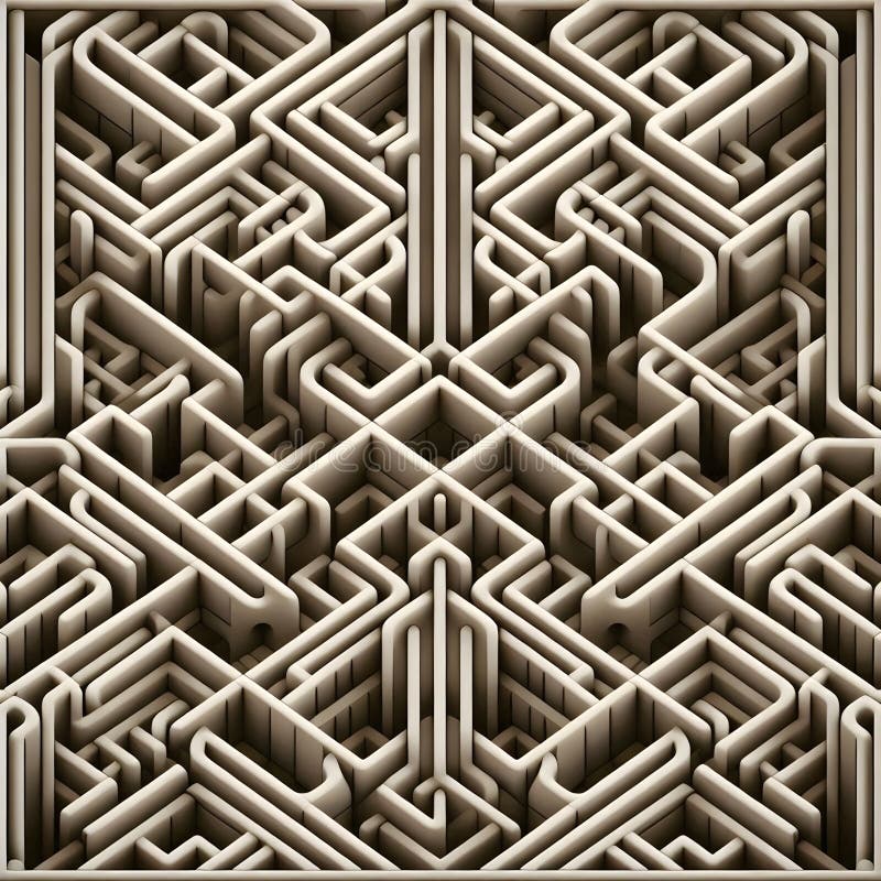 Intricate 3D Maze Pattern stock illustration. Illustration of ...