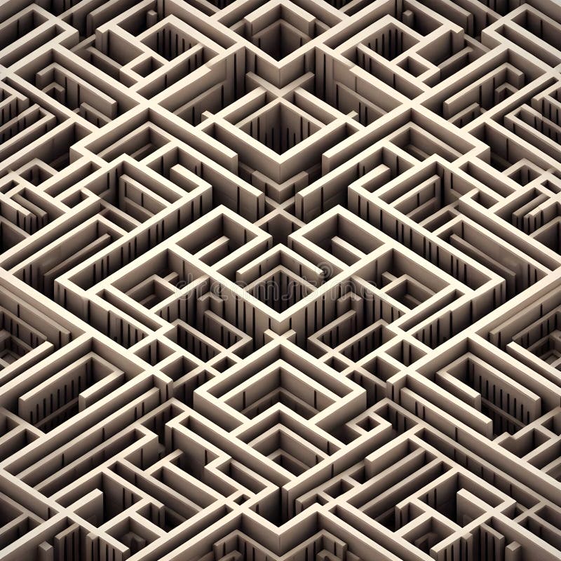 Intricate 3D Maze Pattern stock illustration. Illustration of floor ...