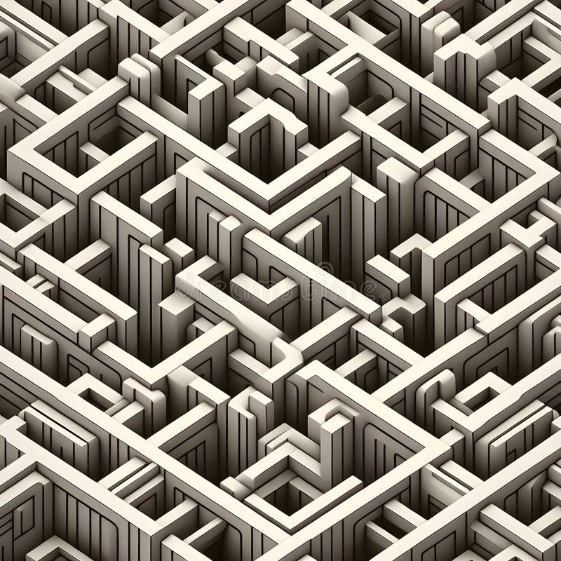 Intricate 3D Maze Pattern stock illustration. Illustration of depth ...