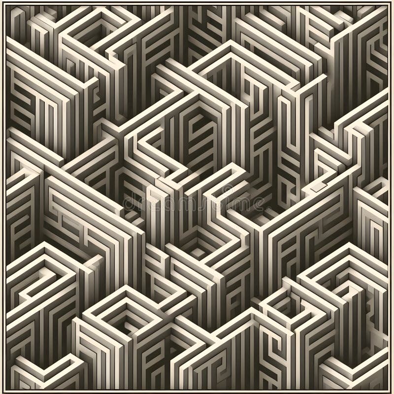 Intricate 3D Maze Pattern stock illustration. Illustration of brick ...