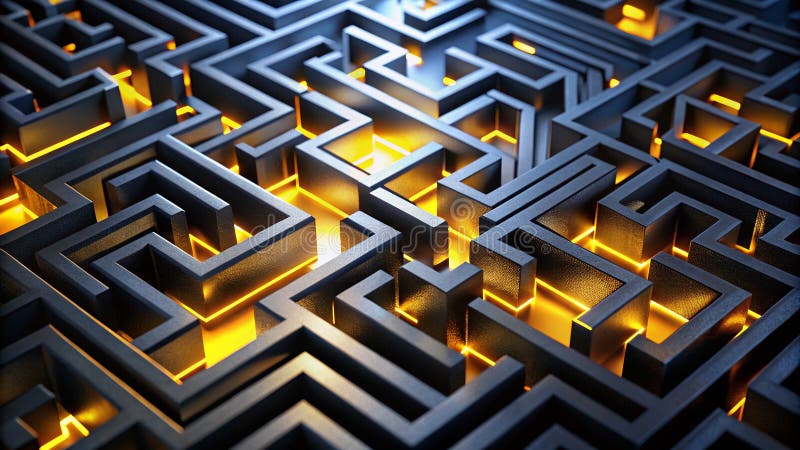 Intricate 3D Maze Unveils a Striking Yellow Solution Path a Stunning ...