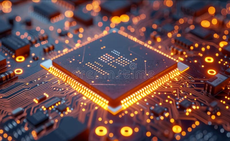Intricate 3D Microprocessor with AI Circuit Lines, Cutting Edge ...