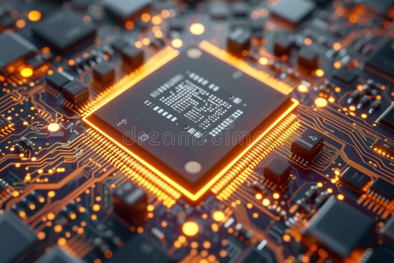 Intricate 3D Microprocessor with AI Circuit Lines, Cutting Edge ...