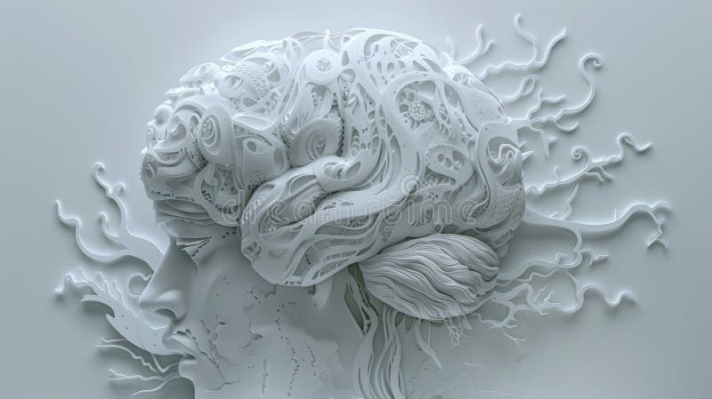 Intricate 3D Paper Cut of Tangled Brain Symbolizing Overthinking Stock ...
