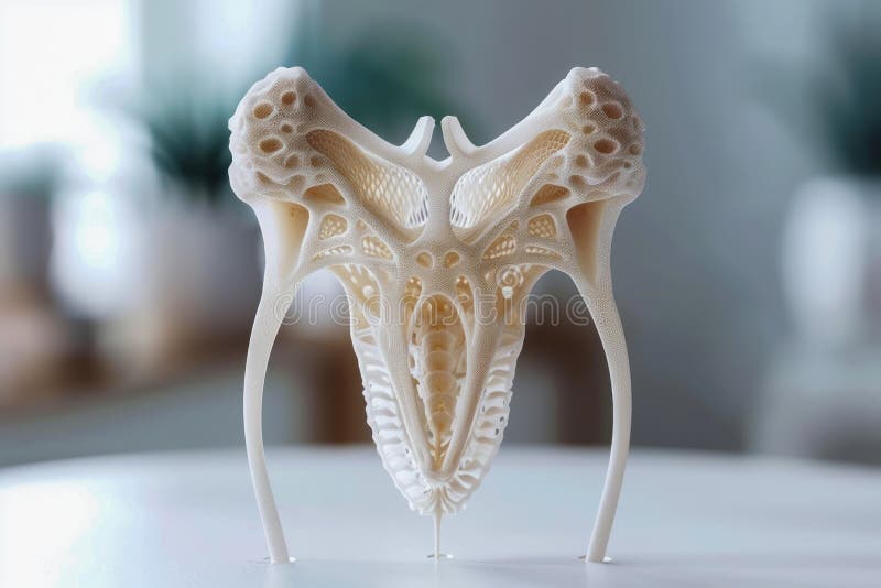 Intricate 3D Printed Bone Structure Model Displayed on Neutral ...