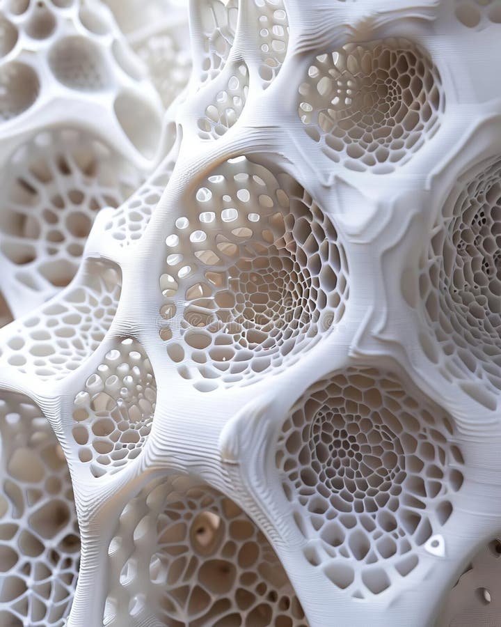 3 Intricate 3D Printed Fractal Structure in Plastic Material Closeup ...