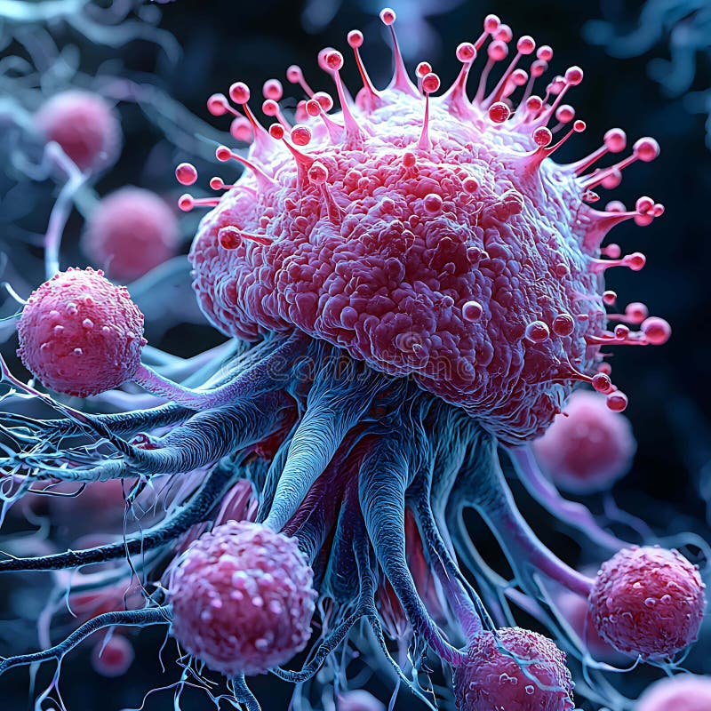Intricate 3D Render of a Cancer Cell, Showcasing Its Complex Structure ...