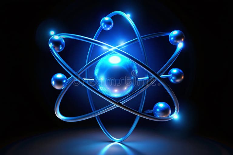 Intricate 3D Render of a Glowing Blue Atom Molecule a Visual Symphony ...