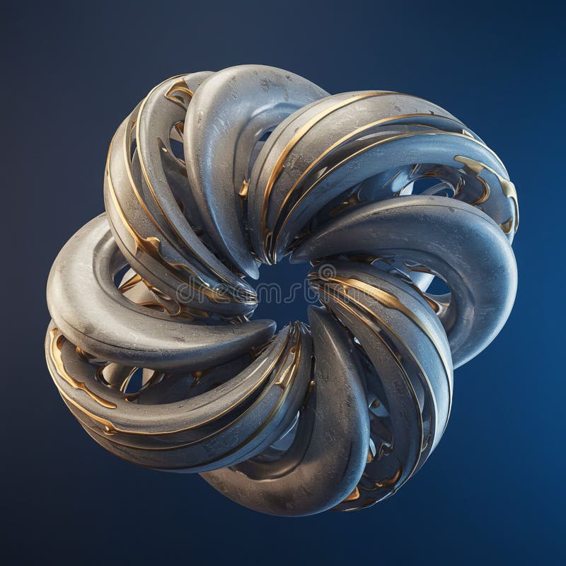 An Intricate 3D Render of a Metallic Knot-like Structure with a ...