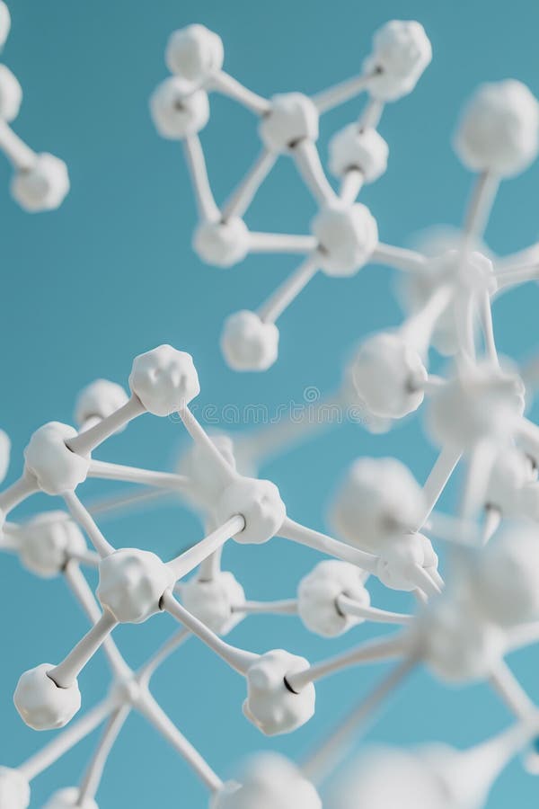 Intricate 3d Render of a Molecule Structure with Vibrant Atoms on Blue ...