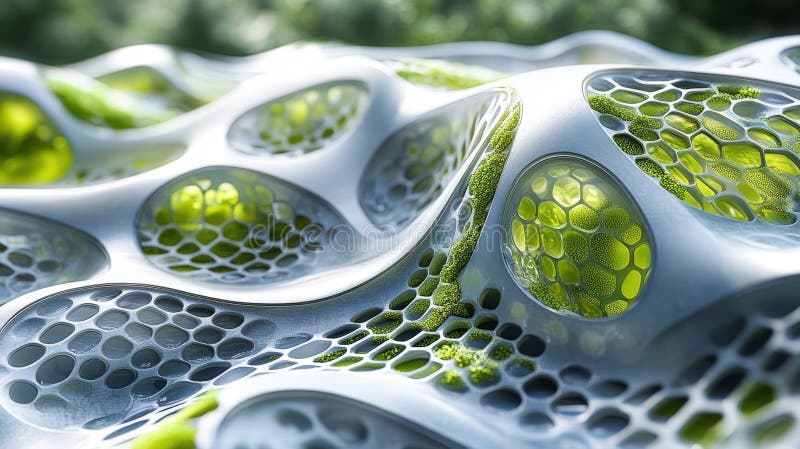 Organic 3D Cellular Structure with Green Details Stock Illustration ...