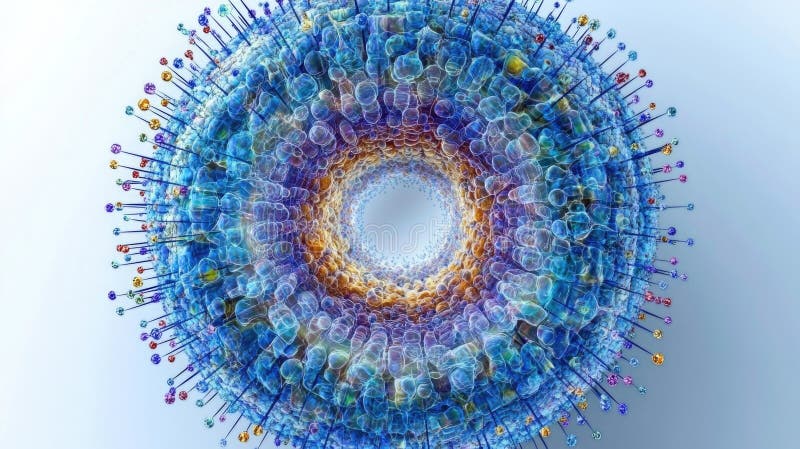 Intricate 3d Representation of a Virus Structure with Spikes. HMPV ...