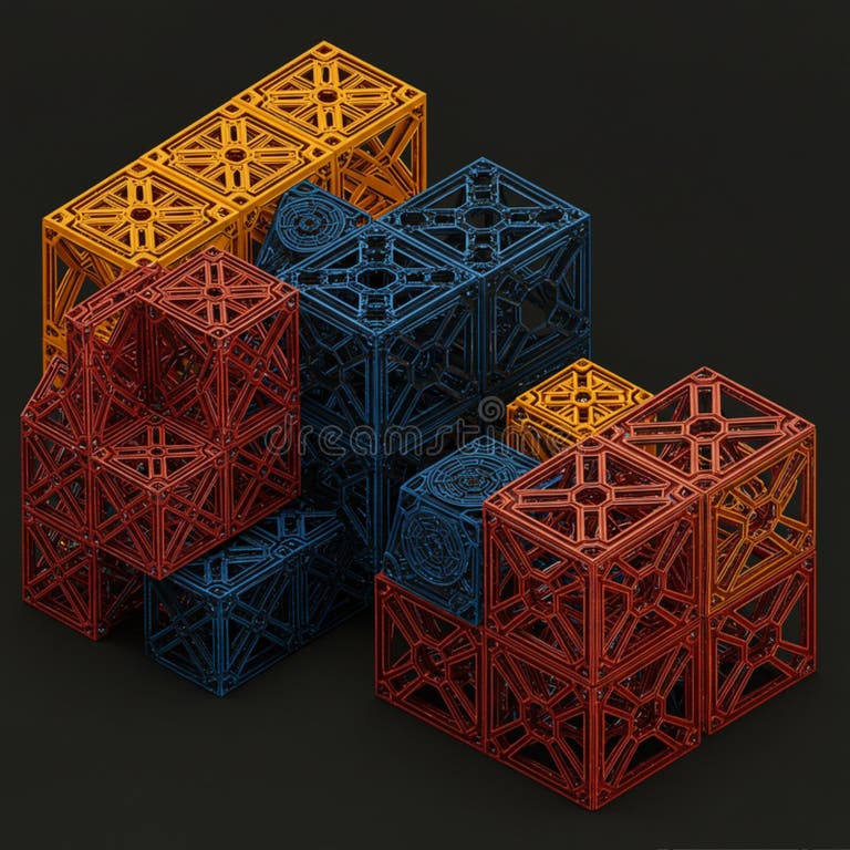 Intricate 3D Structures Composed of Interlocking Geometric Cubes in ...