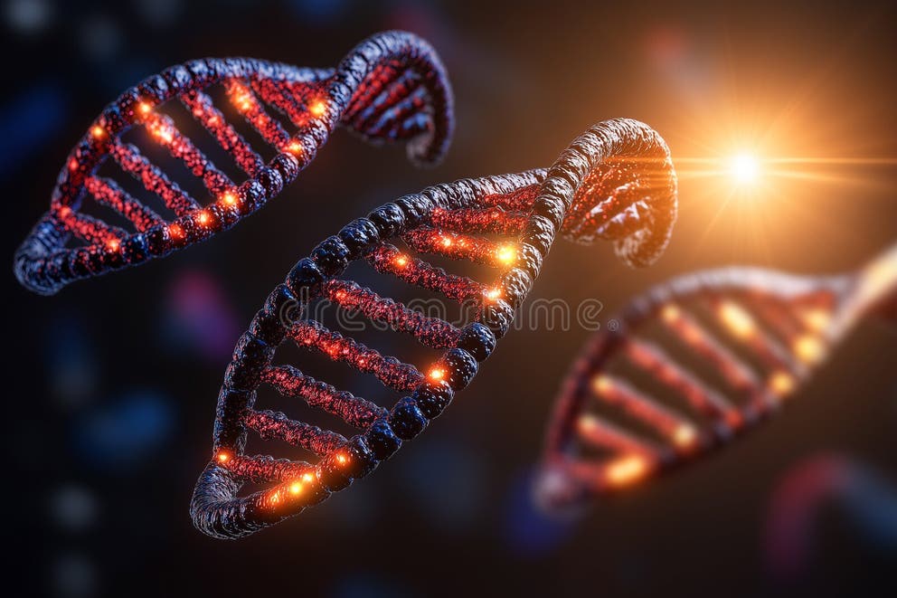 Intricate 3D Visualization of DNA Molecules with Bright Light Effects ...