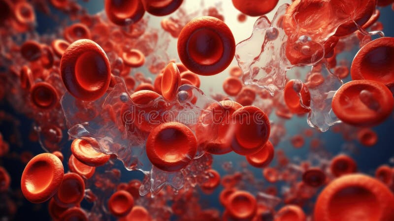 Intricate 3D Visualization of Red Blood Cells Flowing through Human ...