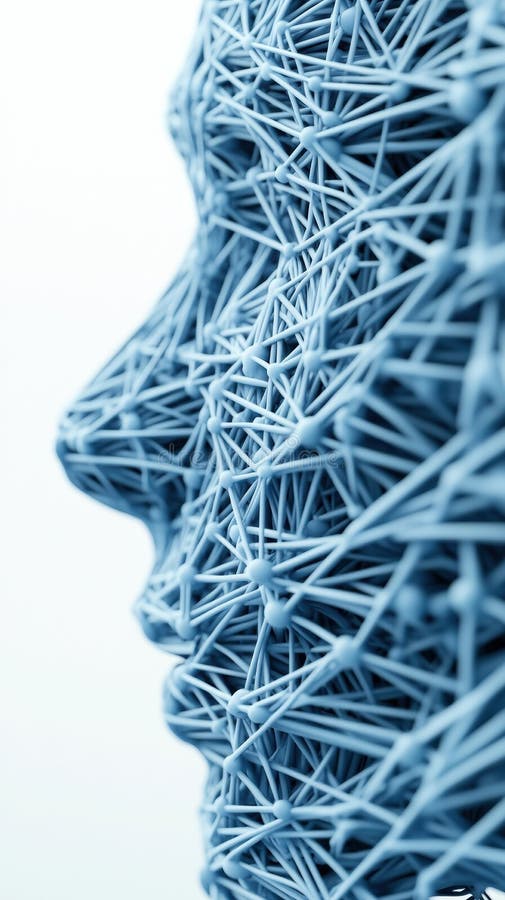 Intricate 3D Wireframe Sculpture of a Human Face in Profile View, AI ...
