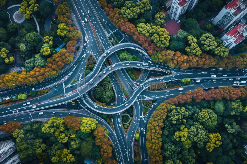 Intricate Dance of the Abstract Roads Stock Illustration - Illustration ...