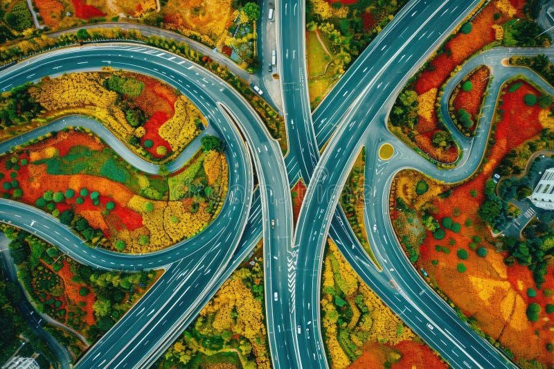 Intricate Dance of the Abstract Roads Stock Illustration - Illustration ...