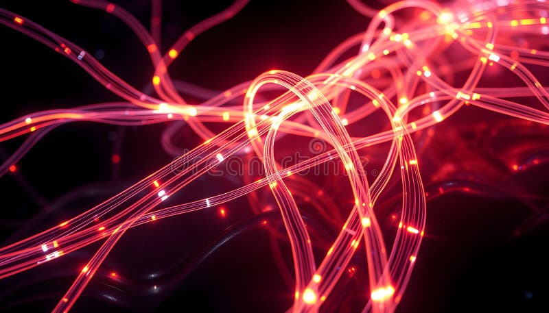 Intricate Dance of Red Fiber Optics: a Symphony of Light and Technology ...