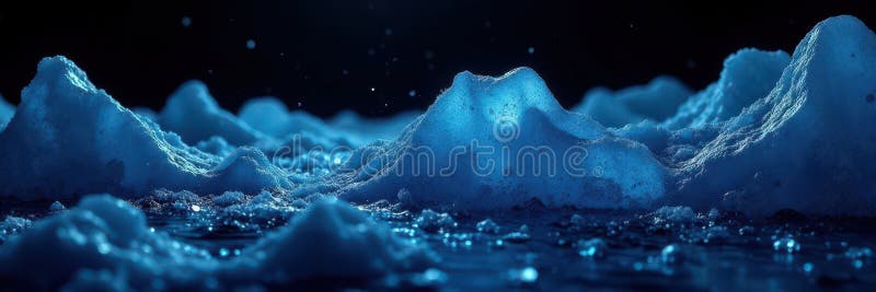 Intricate, Dark Blue Ice Formations on Black Background, Design, Black ...