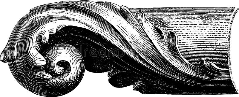 Intricate Decorative Volute Engraving Design for Architectural ...