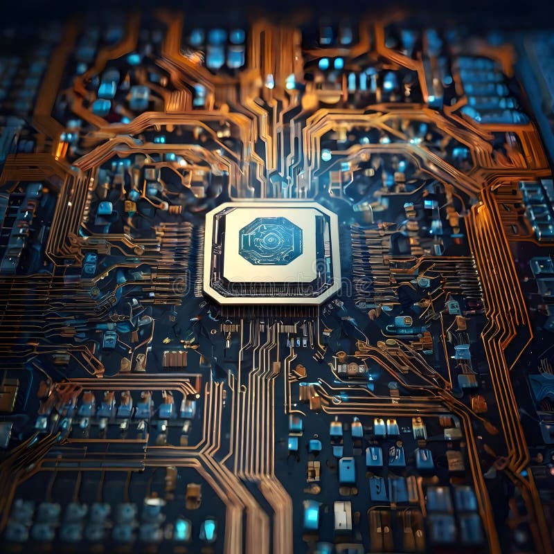 An Intricate Depiction of a Computer Processor with a Glowing Light ...