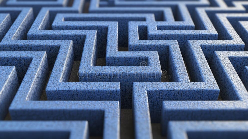 Intricate Design of Blue Maze with 3D Patterns, Geometric Shapes, and ...