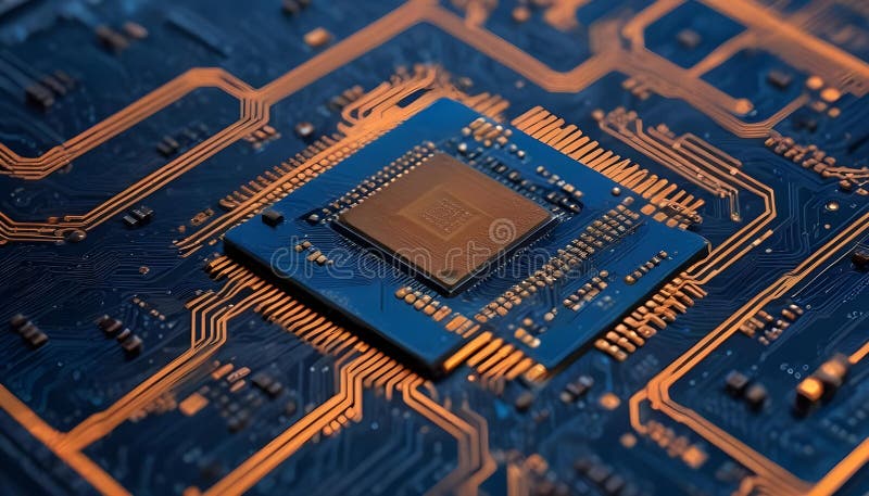Intricate Design of a Computer Circuit Board with a Central Processing ...