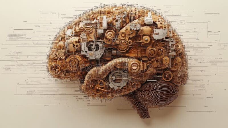 The Intricate Design of a Human Brain Silhouette Filled with Clockwork ...