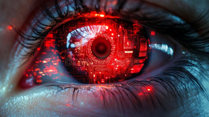 The Intricate Design of a Human Eye Features Reflections of Circuit ...