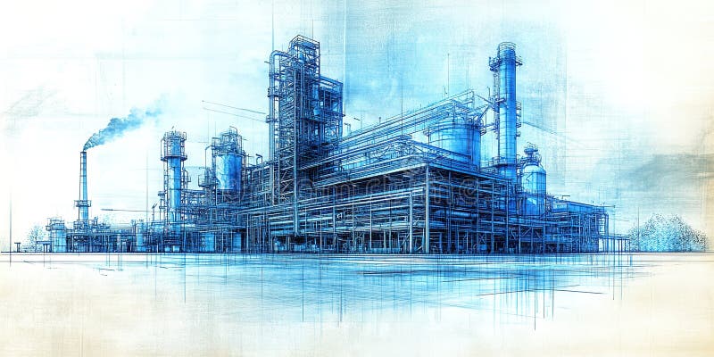 Industrial Complex Design with Detailed Blueprints Showcasing a Modern ...
