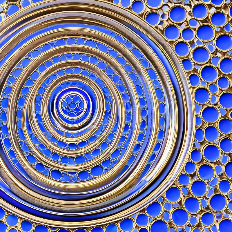 An Intricate Design of Interlocking Circles in Shades of Blue and ...