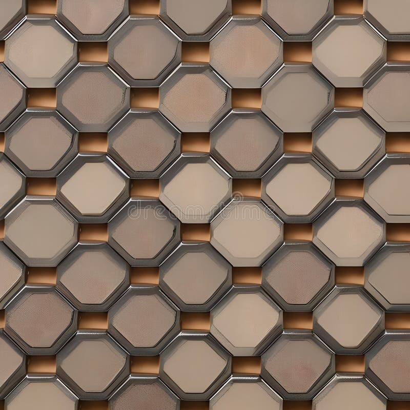 An Intricate Design of Interlocking Hexagons in Shades of Brown and ...