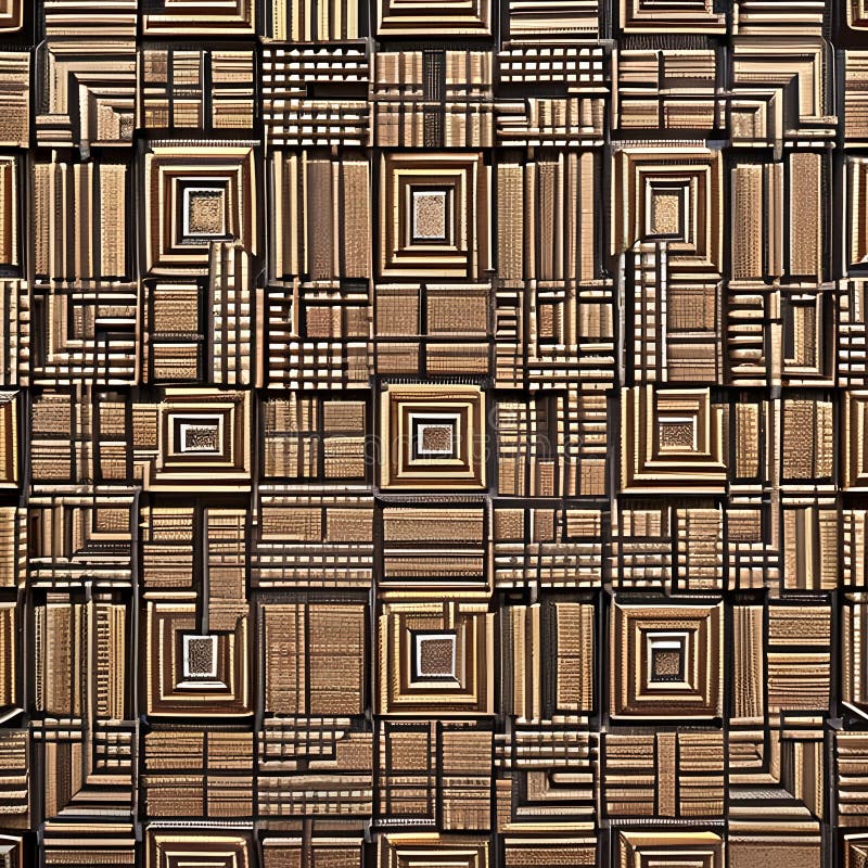 An Intricate Design of Interlocking Squares in Shades of Brown and ...