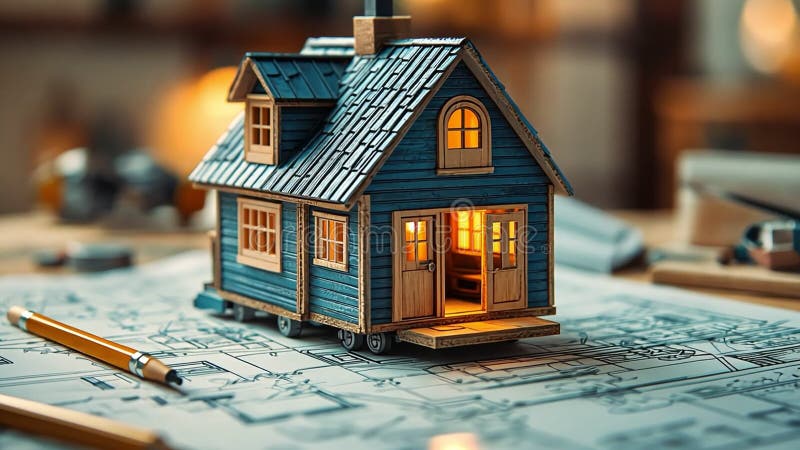 Intricate Design of Miniature House Model with Warm Lighting and ...