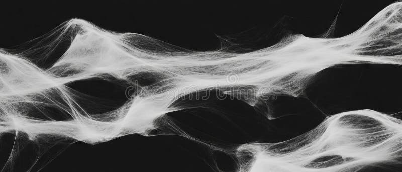 Complex Overlay Texture of Overlapping Spider Webs Against a Black ...