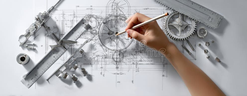 The Intricate Design Process of Engineering Tools and Drafting Equipment. AI Generated Image ...