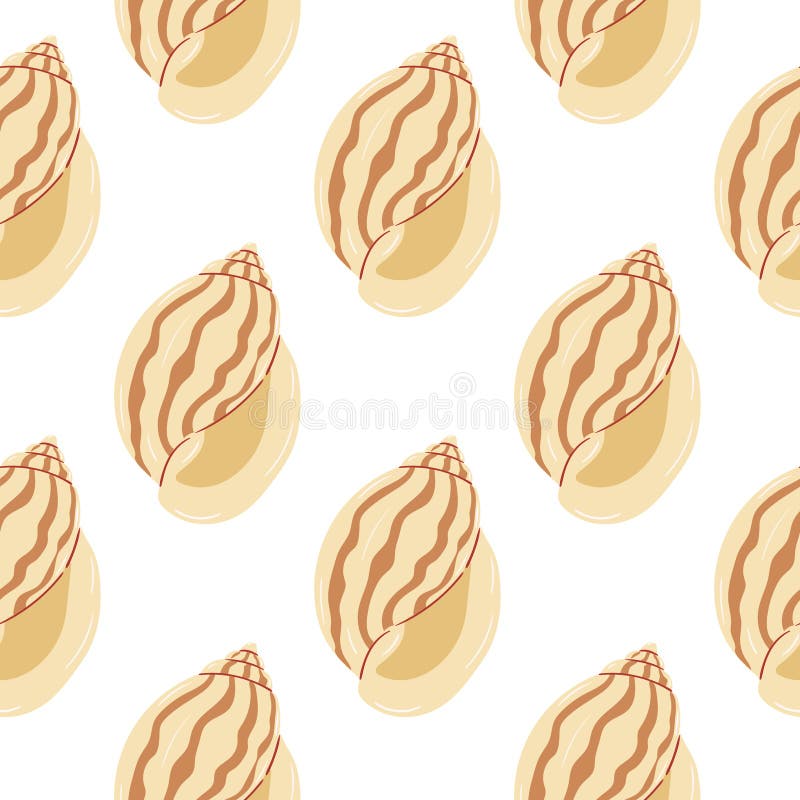 Decorative Seamless Pattern Featuring Stylized Seashells on a Plain ...