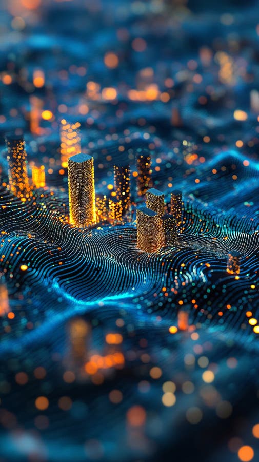 Intricate Design of Smart City Technology with Glowing Skyscrapers and ...