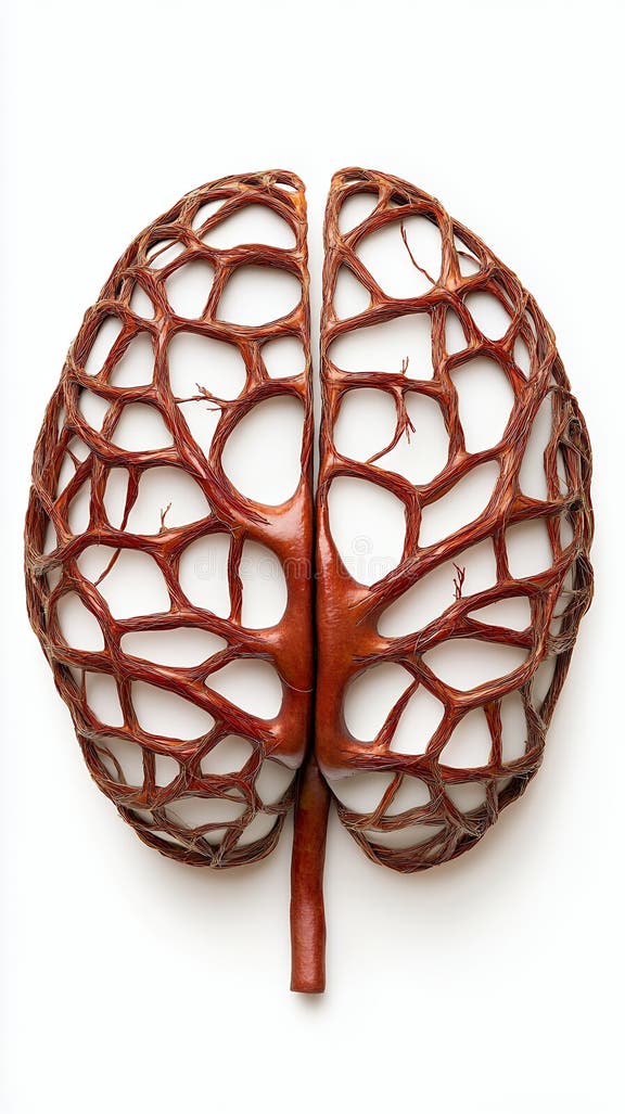 Intricate Brown Network Brain Design on White Stock Illustration ...