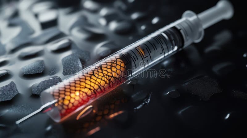Intricate Design of a Syringe with Glowing Liquid Stock Illustration ...
