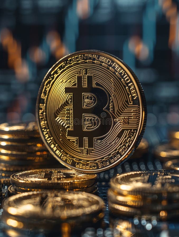 The Intricate Designs of a Bitcoin Coin are Highlighted in this Close ...